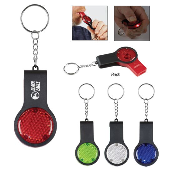 Customized Products. Reflector Key Light key chain With Safety Whistle