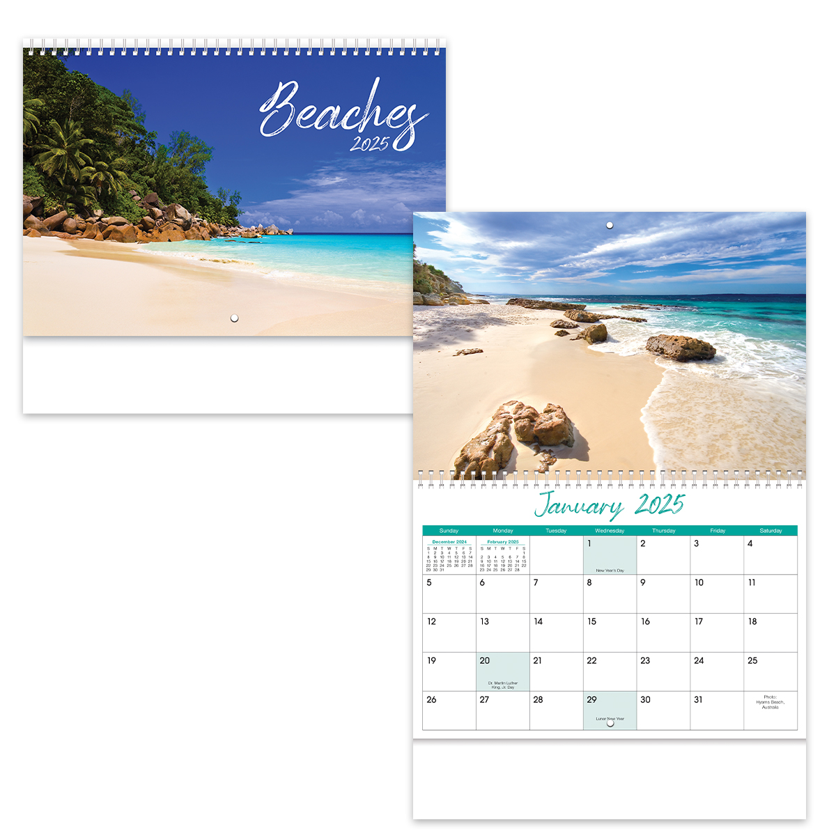Customized Products. BEACHES SPIRAL WALL CALENDAR